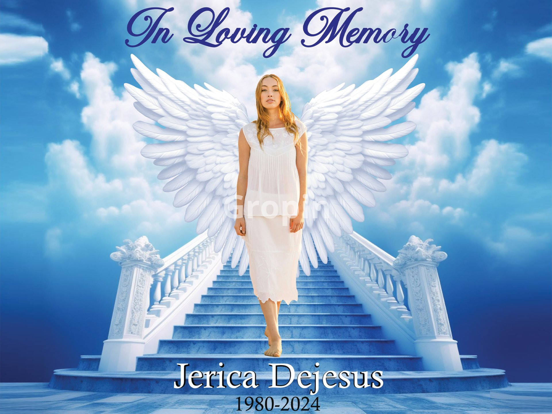 In Loving Memory Heaven Stair Background Angel Wing PNG - Premium ...